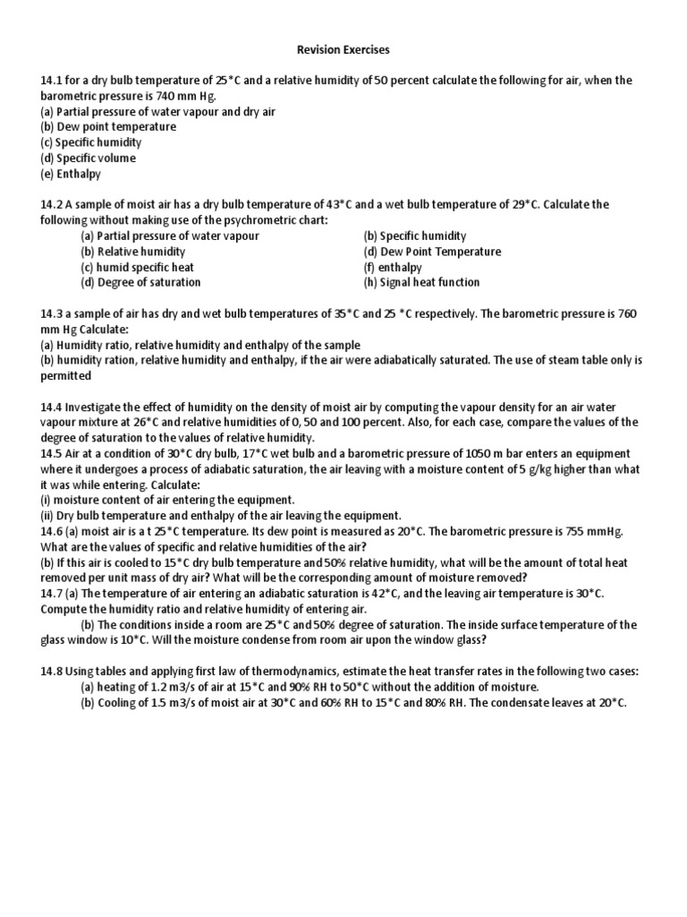 Chapter 14 Problems | Download Free PDF | Humidity | Relative Humidity