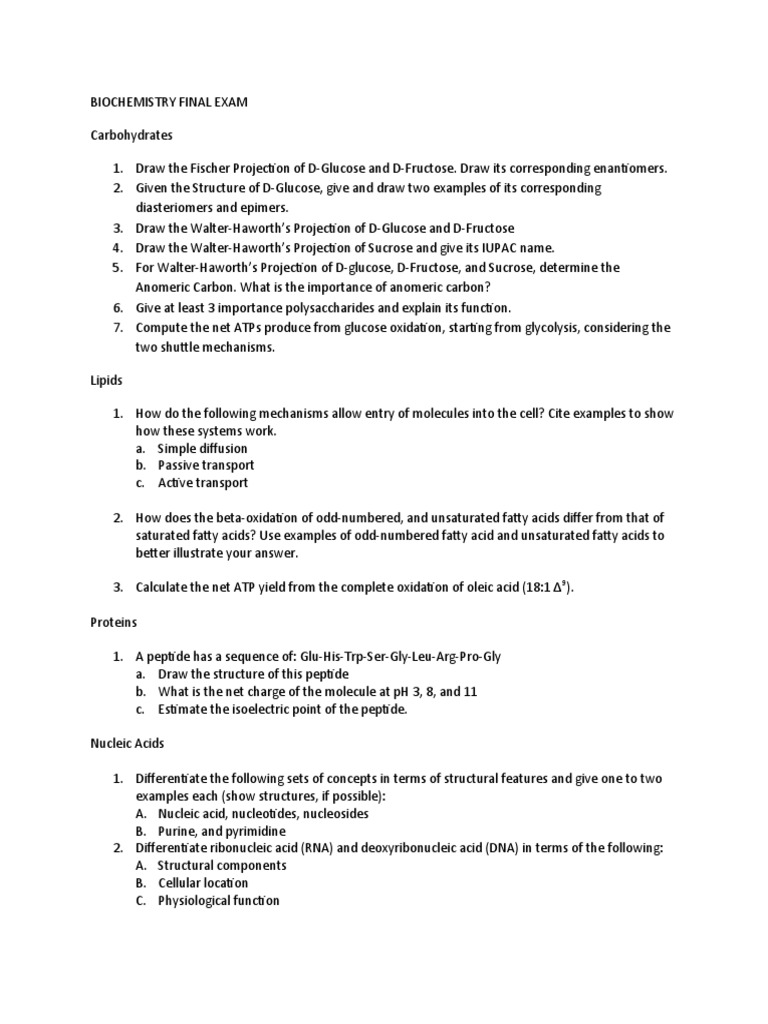Biochemistry Final Exam | PDF | Nucleic Acids | Biochemistry