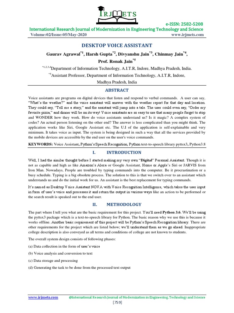 Desktop Voice Assistant | PDF | Speech Recognition | Websites