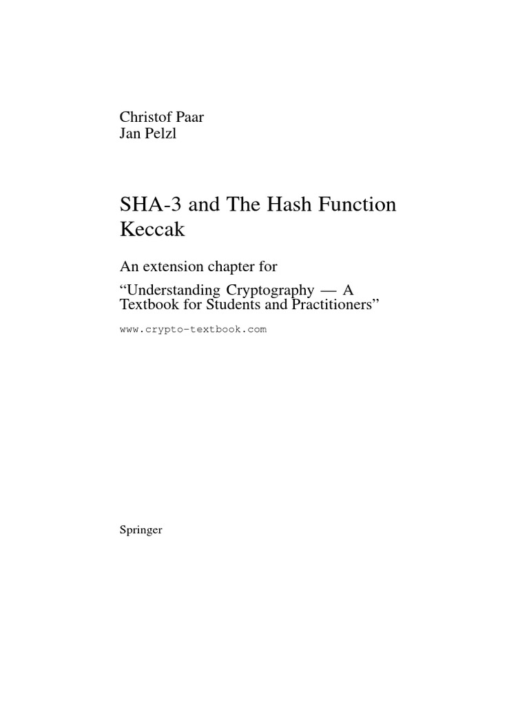 SHA-3 and The Hash Function Keccak: Christof Paar Jan Pelzl | PDF ...