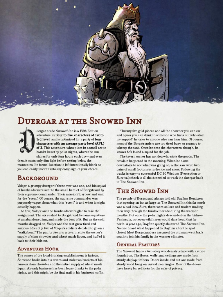 D&D 5e Duergar at The Snowed Inn | Download Free PDF | Copyright | License