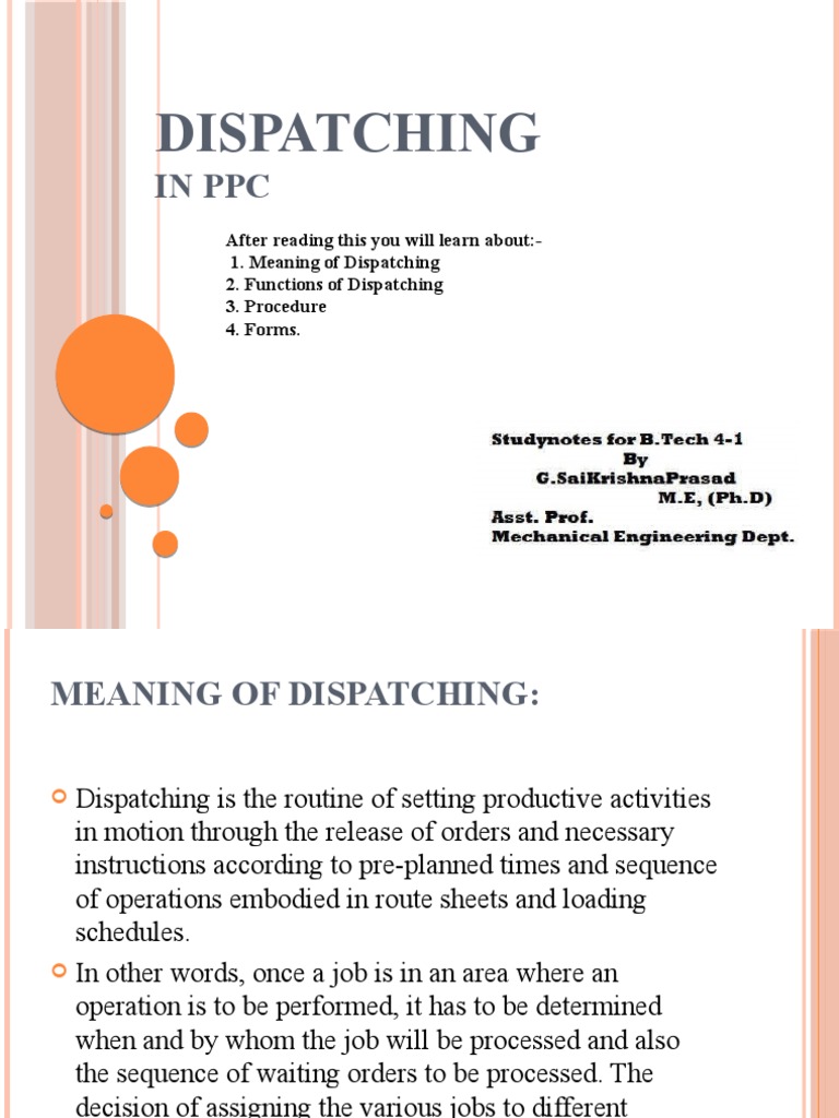 Dispatching: in PPC | PDF | Computing | Business