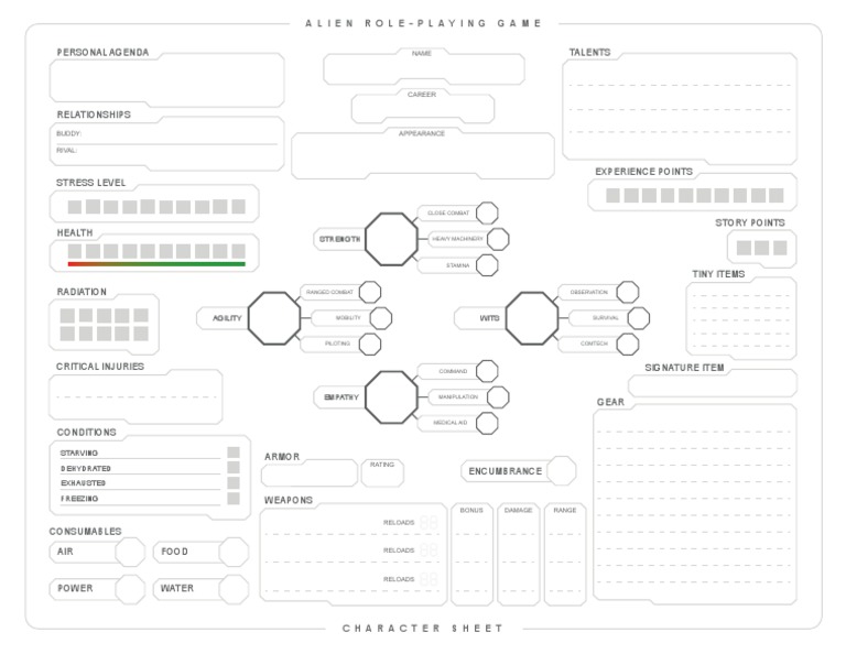 Alien RPG - Character Sheet - Printable | PDF | Leisure | Sports