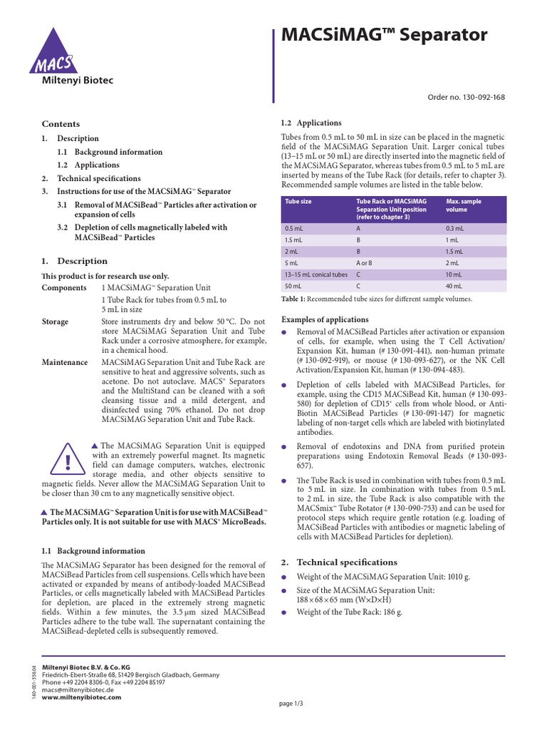 DS - MACSiMAG™ Separator - 130-092-168 | PDF | License | Information