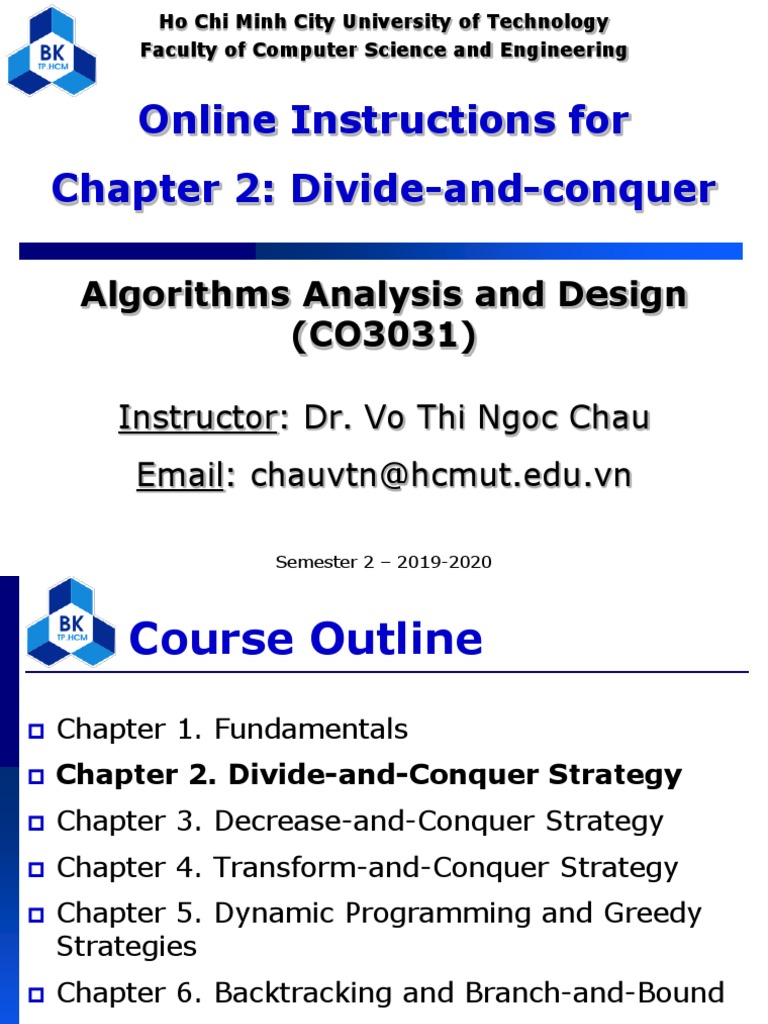Online Instructions For Chapter 2: Divide-And-Conquer: Algorithms Analysis and Design (CO3031 ...