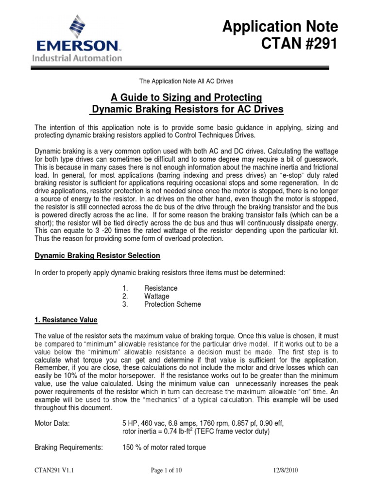 Sizing Dynamic Braking Resistors | PDF | Resistor | Electric Motor