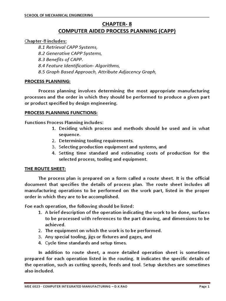 Chapter-8 Computer Aided Process Planning (Capp) | PDF | Machining ...
