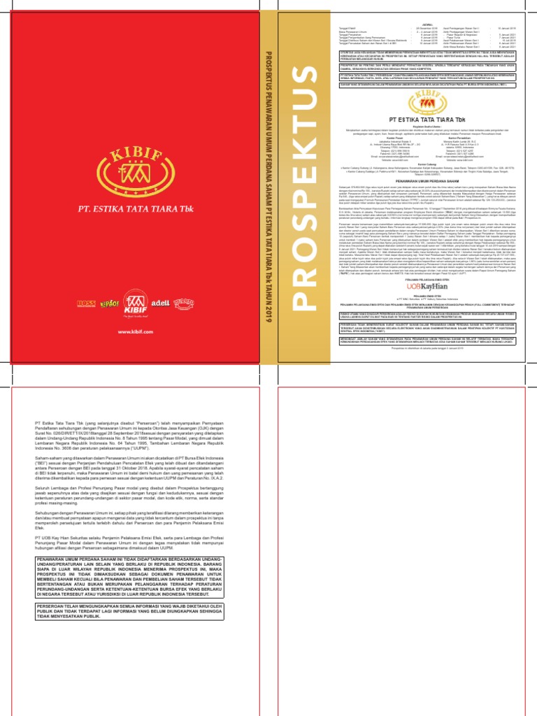 Prospektus IPO PT Estika Tata Tiara Tbk | PDF