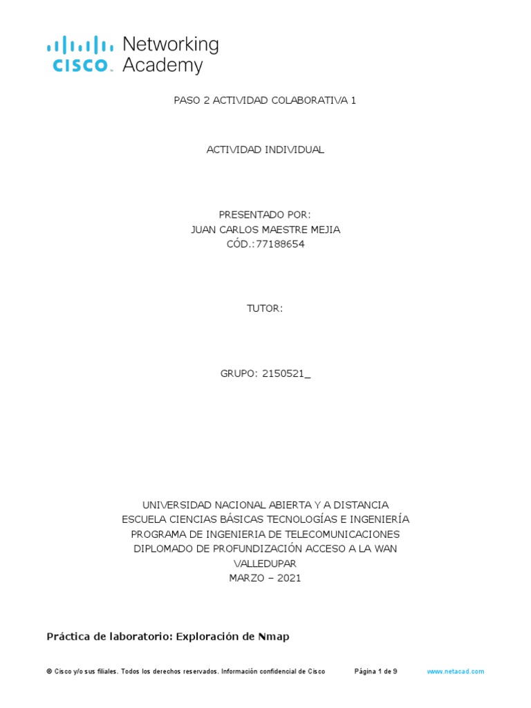 4.5.2.10 Lab - Exploring Nmap | PDF | Dirección IP | Protocolo de Control de Transmisión