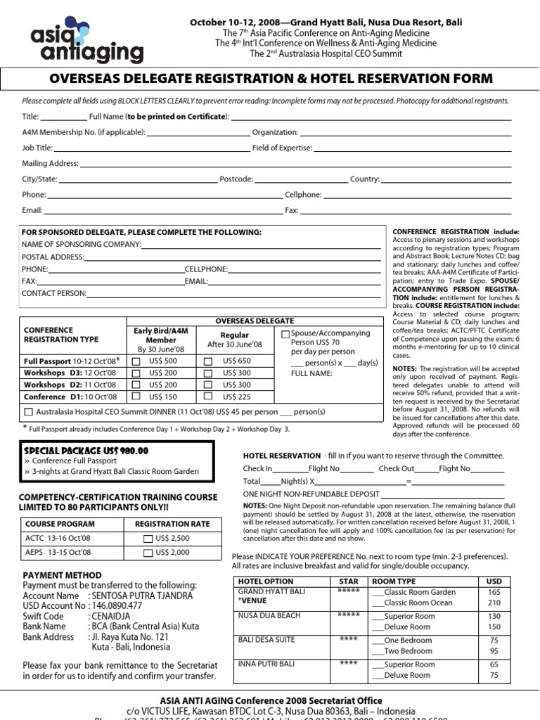 Overseas Delegate Registration Form | PDF | Business
