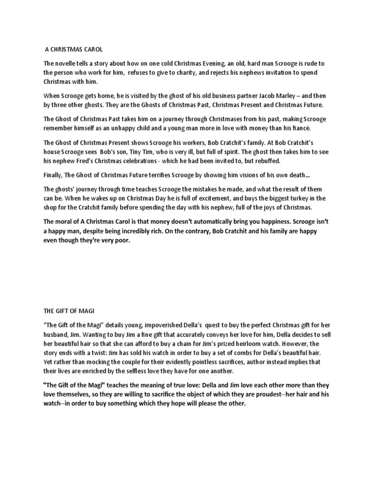 Classic Christmas Stories Summary | PDF | A Christmas Carol | Christmas