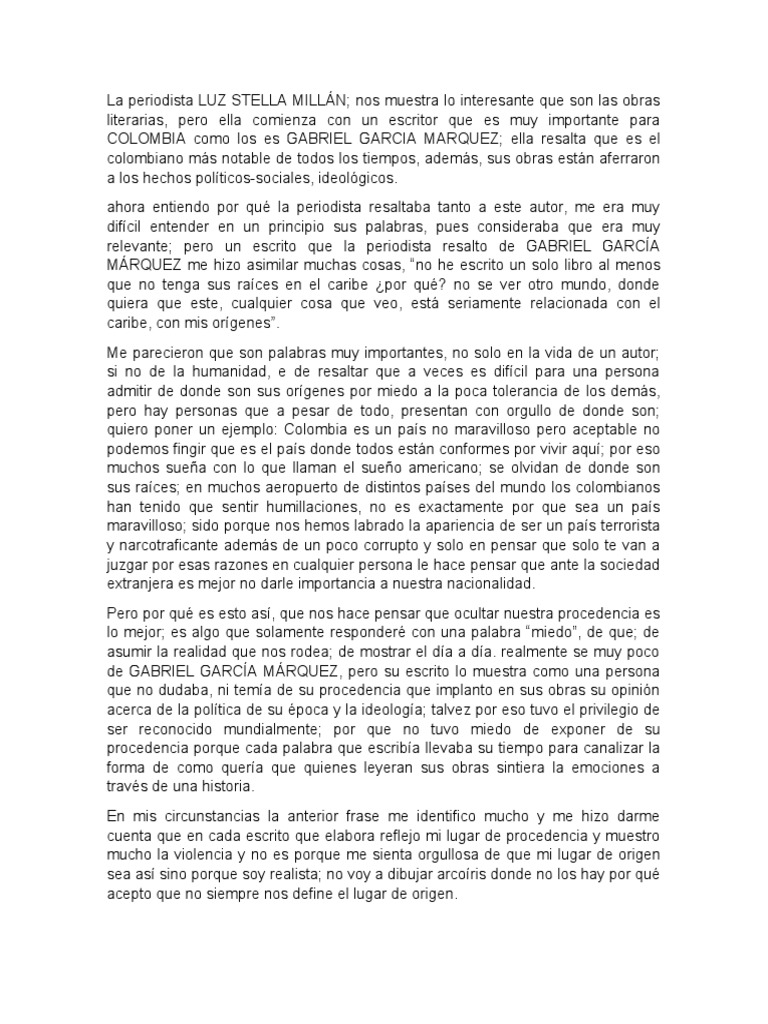 Reflexion N | PDF | Gabriel García Márquez | Tolerancia