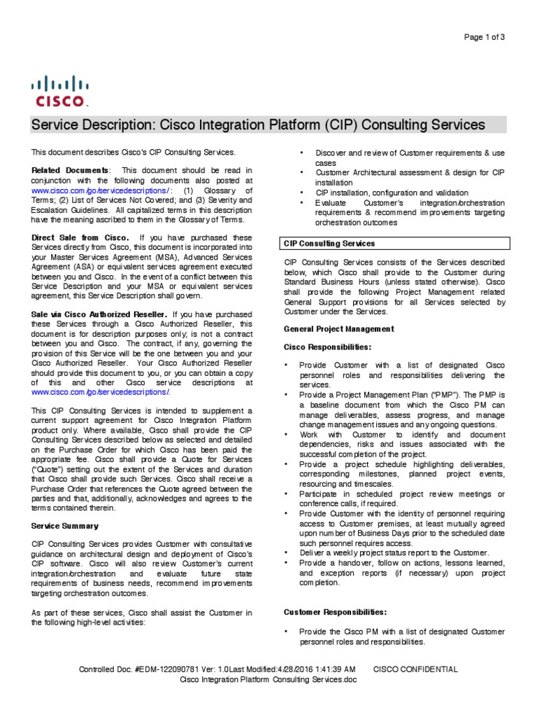 Cisco Integration Platform Consulting Services | PDF | Cisco Systems | Computer Network