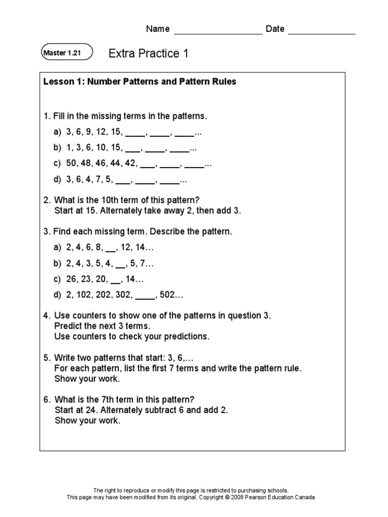 Unit 1-Patterns and Equations Extra Practice | PDF | Teaching Mathematics