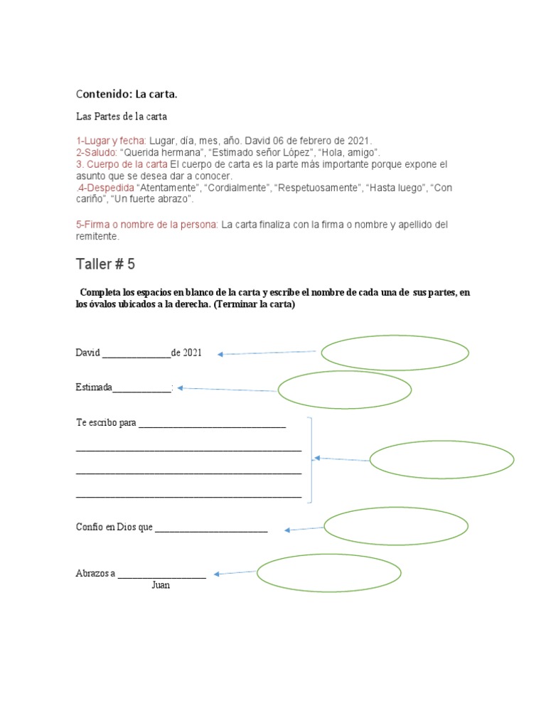 Partes de la Carta para Quinto Grado | PDF | Hogar, jardinería y bricolaje