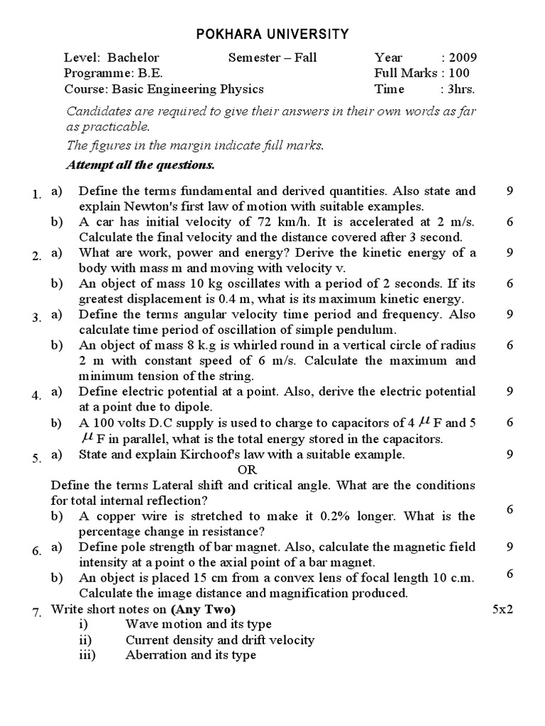 Basic Engineering Physics | PDF | Velocity | Mass