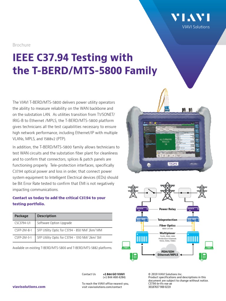 IEEE C37.94 Testing With The T-BERD/MTS-5800 Family: Brochure | PDF ...