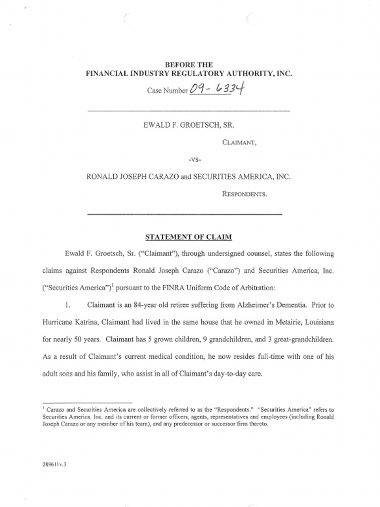 Finra Claim in Securities America Case | PDF | Financial Industry ...