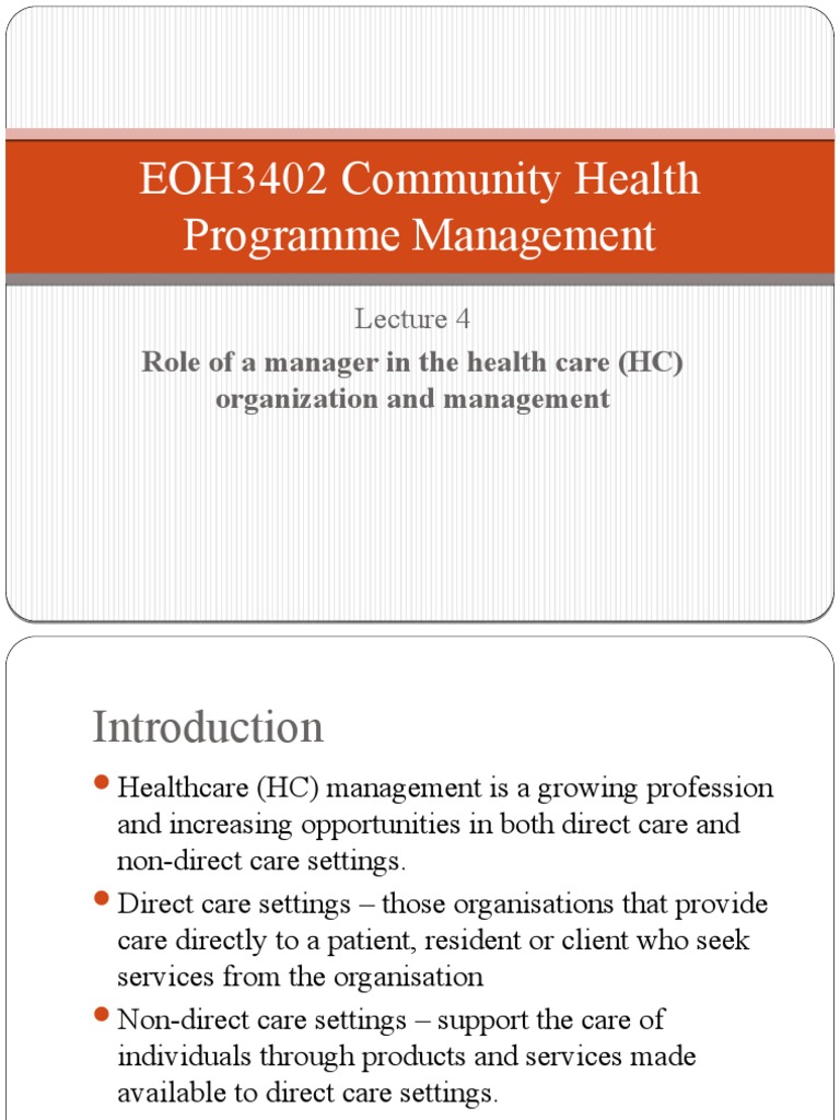 Community Health Programme Management | PDF | Patient | Health Care