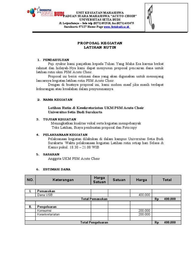 Proposal Latihan Rutin | PDF