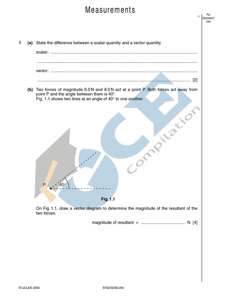 1 (A) State The Difference Between A Scalar Quantity and A Vector Quantity | PDF | Density ...
