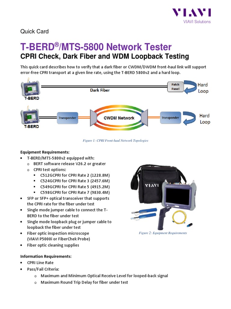 T-Berd /MTS-5800 Network Tester: CPRI Check, Dark Fiber and WDM ...