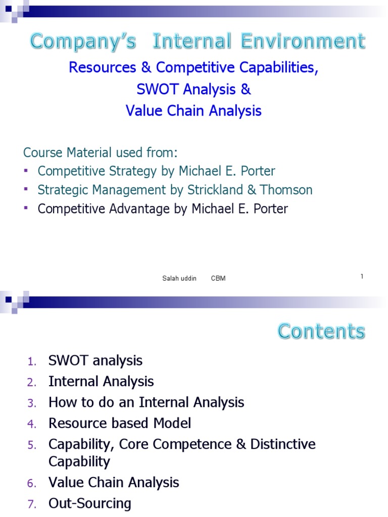 Resources & Competitive Capabilities, SWOT Analysis & Value Chain ...