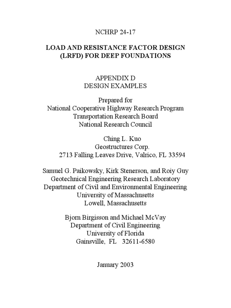 LRFD Design Examples for Deep Foundations | PDF | Stress (Mechanics ...