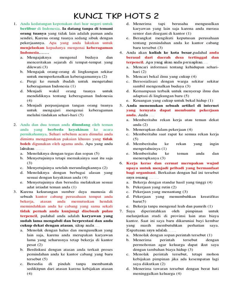Kunci TKP HOTS | PDF