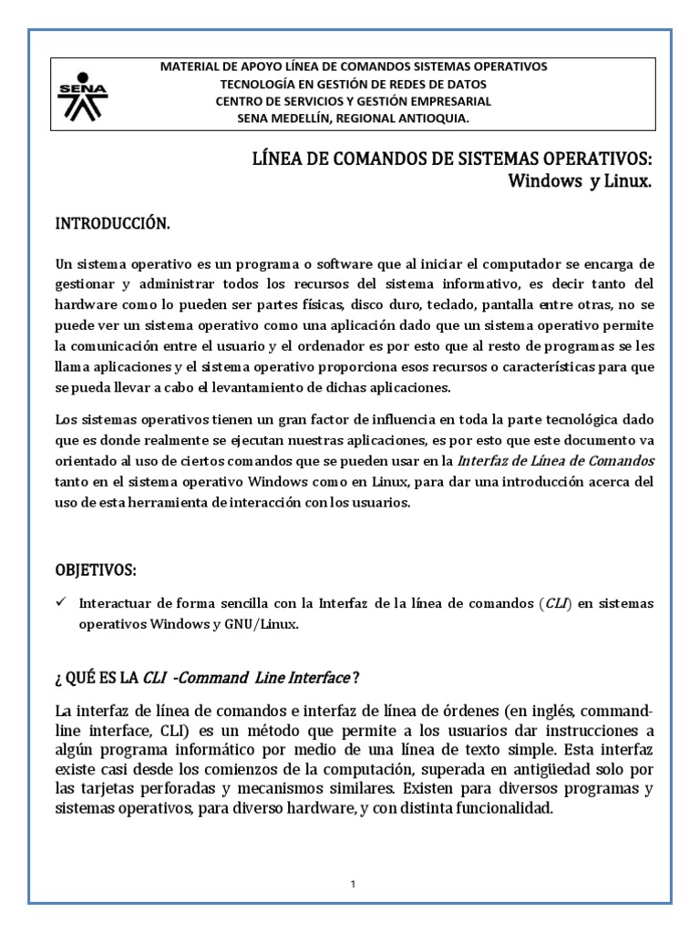 Línea de Comandos de Sistemas Operativos: Windows y Linux | Descargar ...