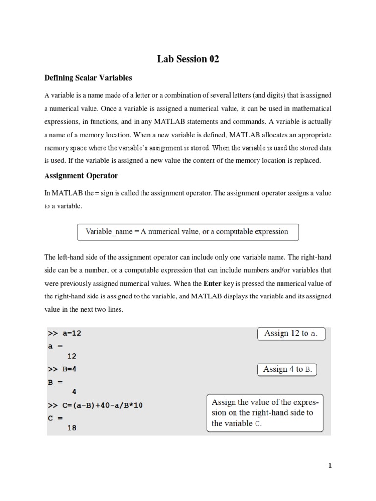 Lab Session 02: Defining Scalar Variables | PDF | Matrix (Mathematics) | Array Data Structure