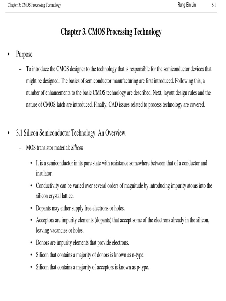 Chapter 3. CMOS Processing Technology - VLSI - CAD Laboratory | PDF ...