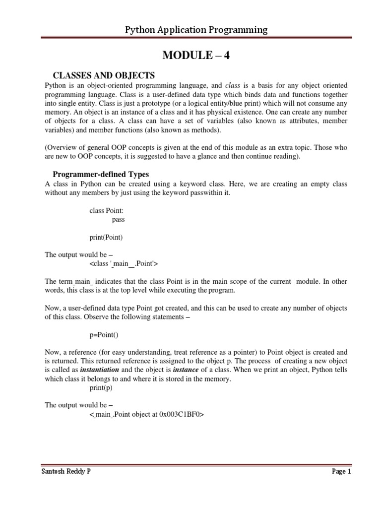 Module 4 Objects Classes Pdf Object Oriented Programming Class 5535