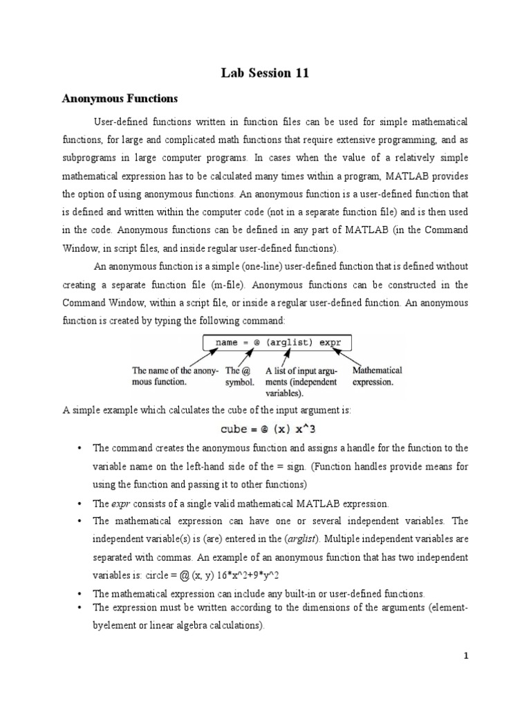 Anonymous Functions: Lab Session 11 | PDF | Anonymous Function | Subroutine