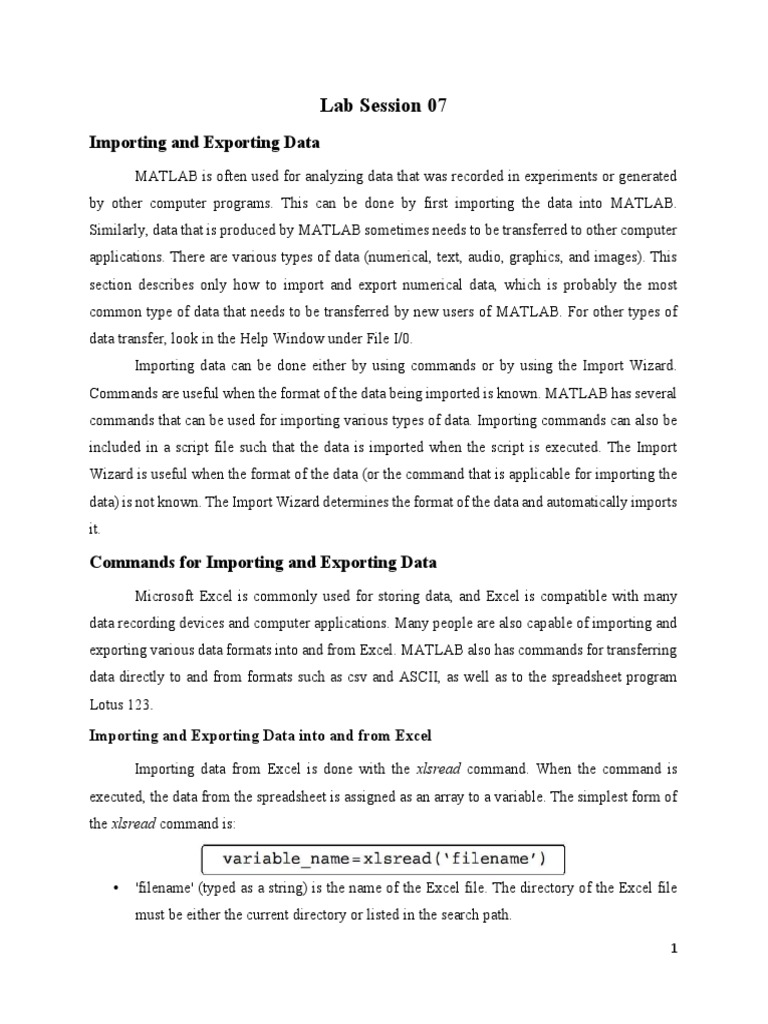 Importing And Exporting Data Lab Session 07 Pdf Microsoft Excel Cartesian Coordinate System