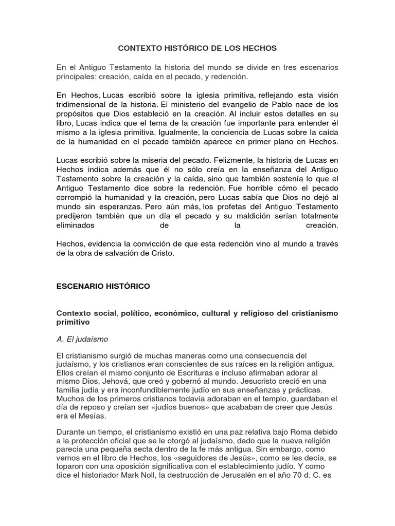 Contexto Histórico de Los Hechos-Elizabeth Garzon | PDF | Evangelio De ...