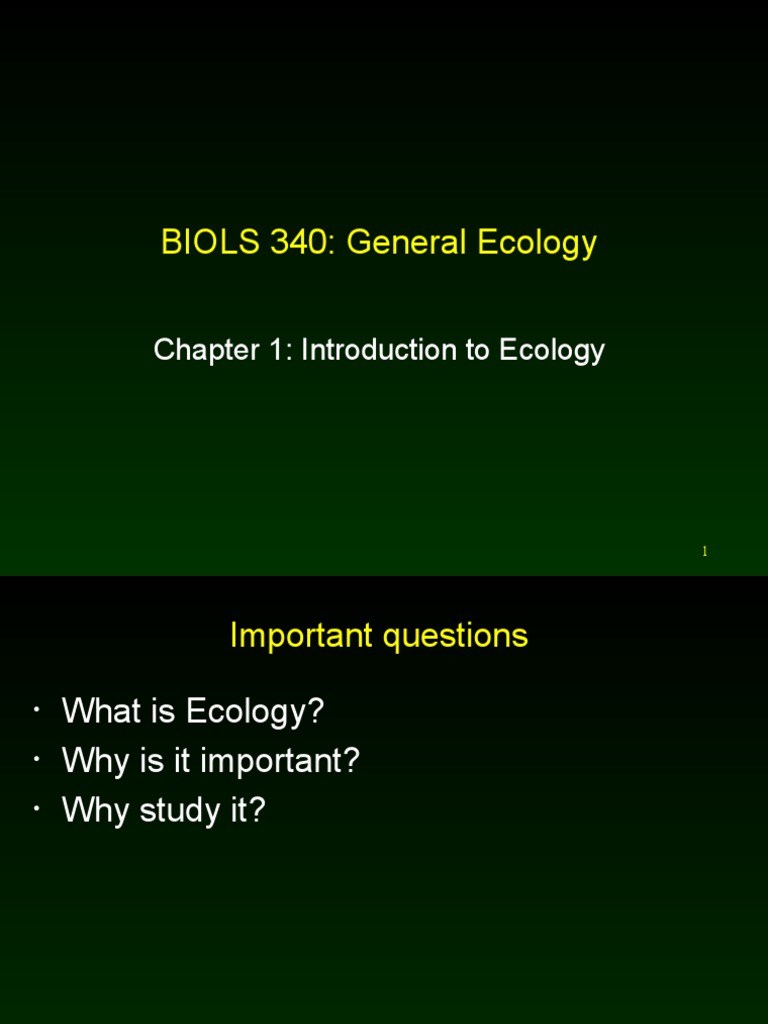 BIOLS 340: General Ecology: Chapter 1: Introduction To Ecology | PDF ...