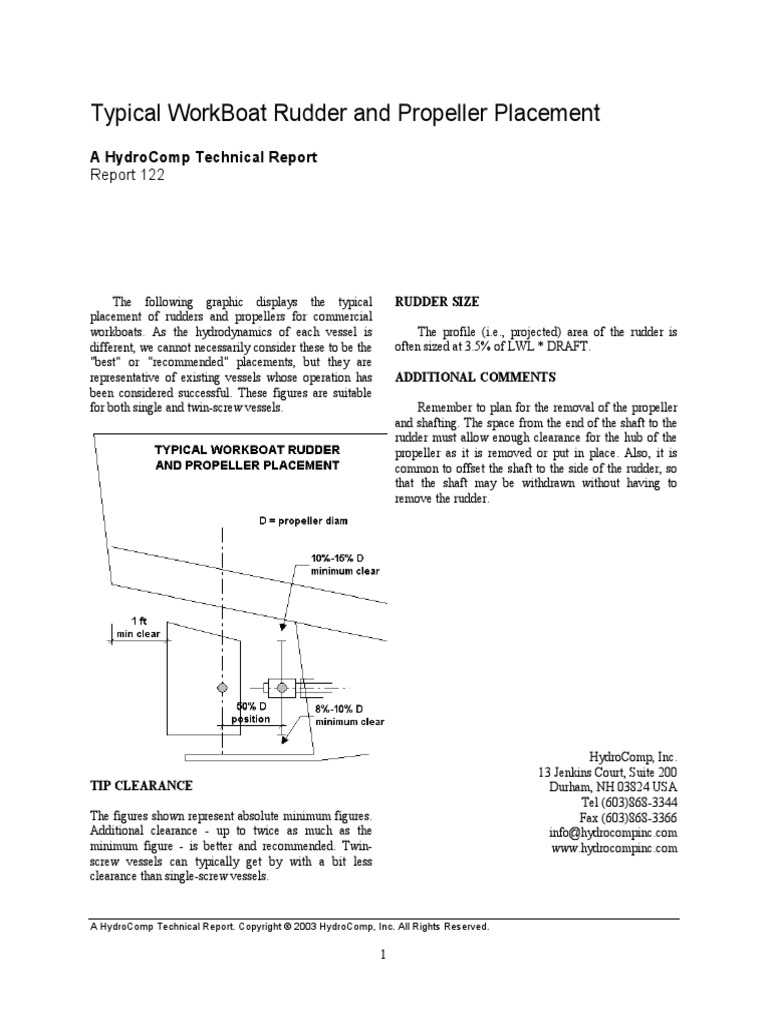 Typical Workboat Rudder and Propeller Placement: A Hydrocomp Technical ...