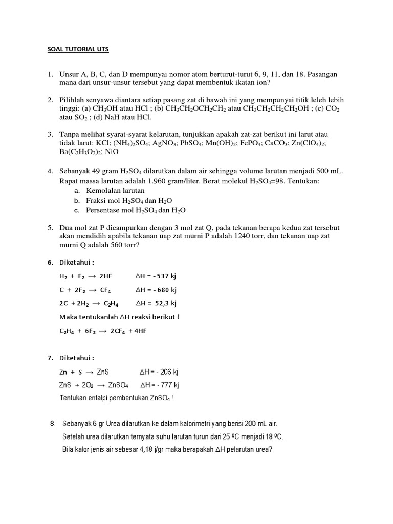 Soal Tutorial Uts 2020 | PDF