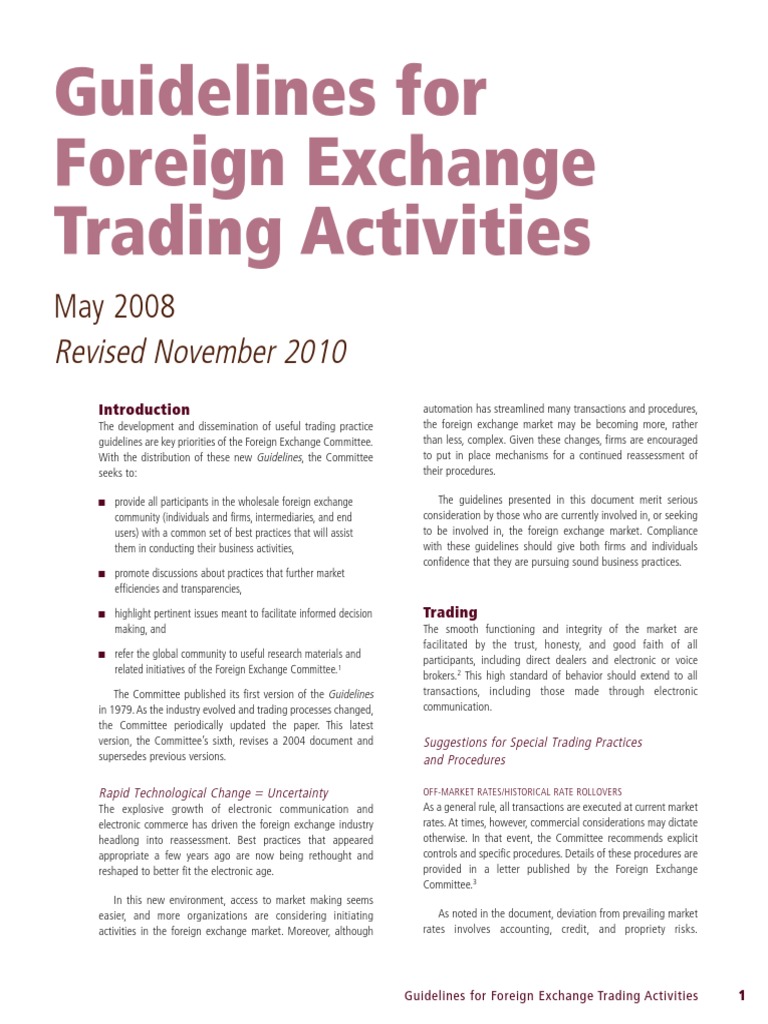 Guidelines For Foreign Exchange Trading Activities | PDF | Order ...