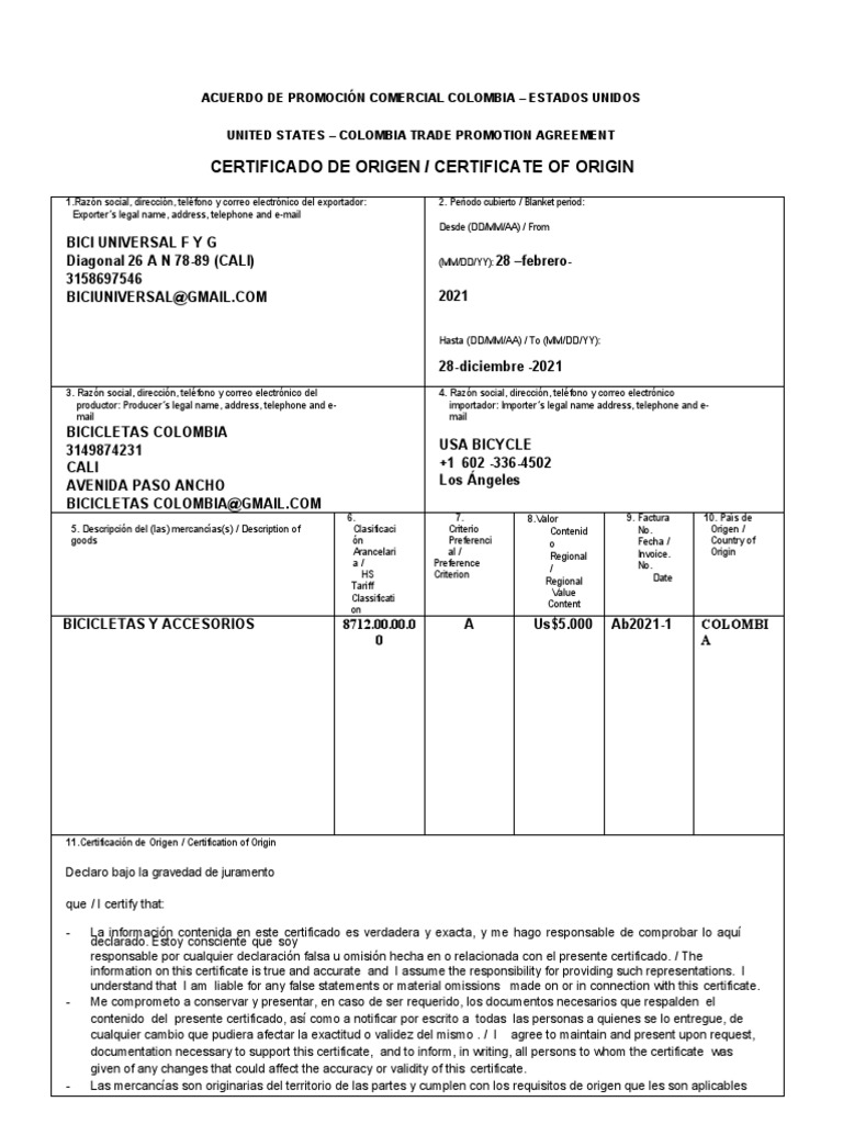 Certificado de Origen | PDF | Science