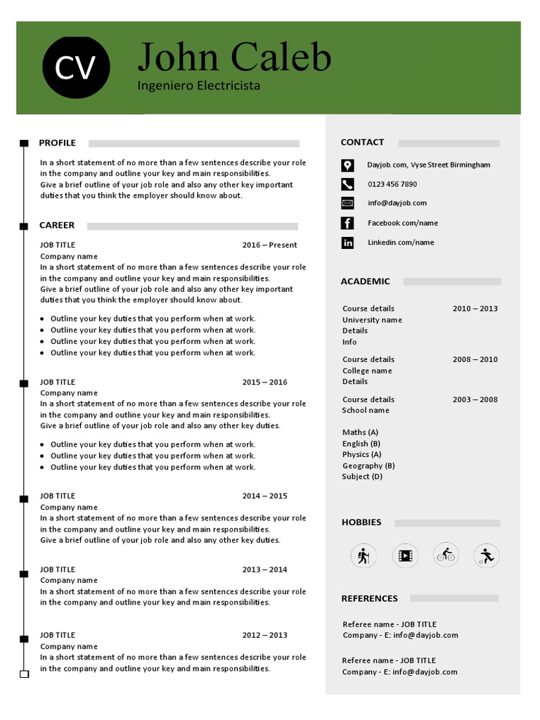 CV-template-ejemplo Editable LL | PDF