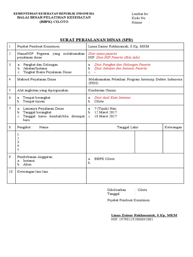 Format SPPD (Dibuat 2 Rangkap) | PDF