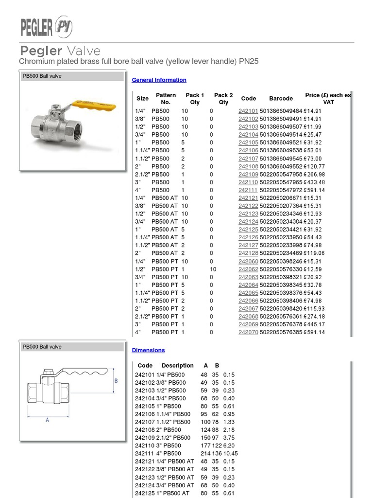 PB500 Chromium Plated Brass Full Bore Ball Valve Yellow Lever Handle ...