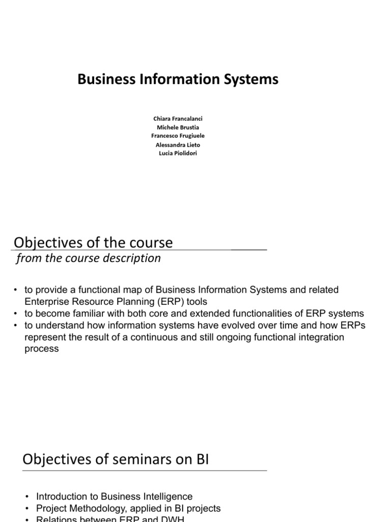 Business Information Systems: Chiara Francalanci Michele Brustia ...