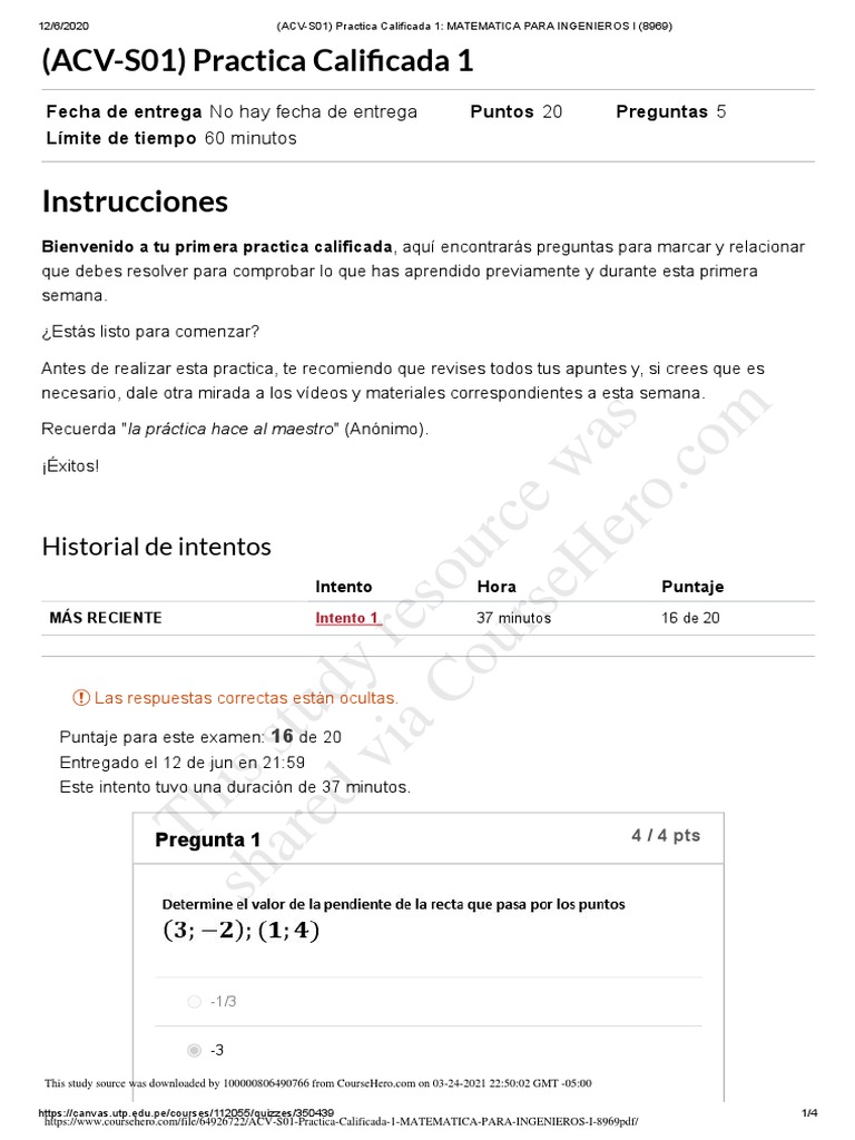 Acv s01 Practica Calificada 1 Matematica para Ingenieros I 8969 PDF | PDF