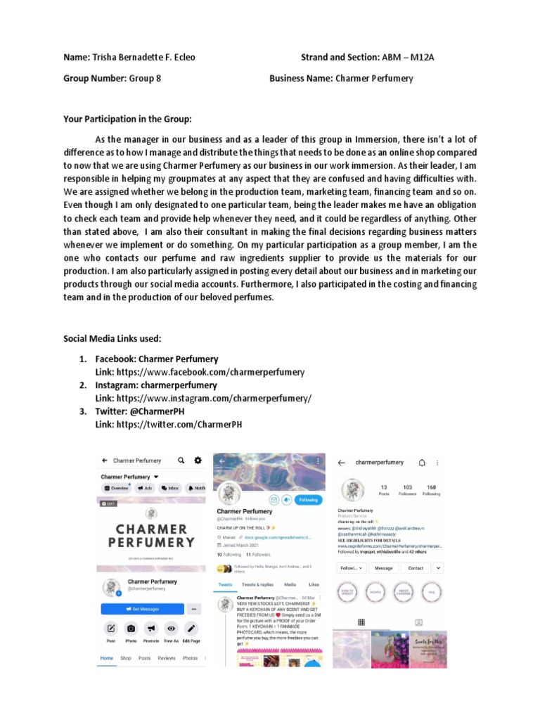 Ecleo, Trisha Bernadette - M12A - LE5 | PDF | Perfume | Online Shopping