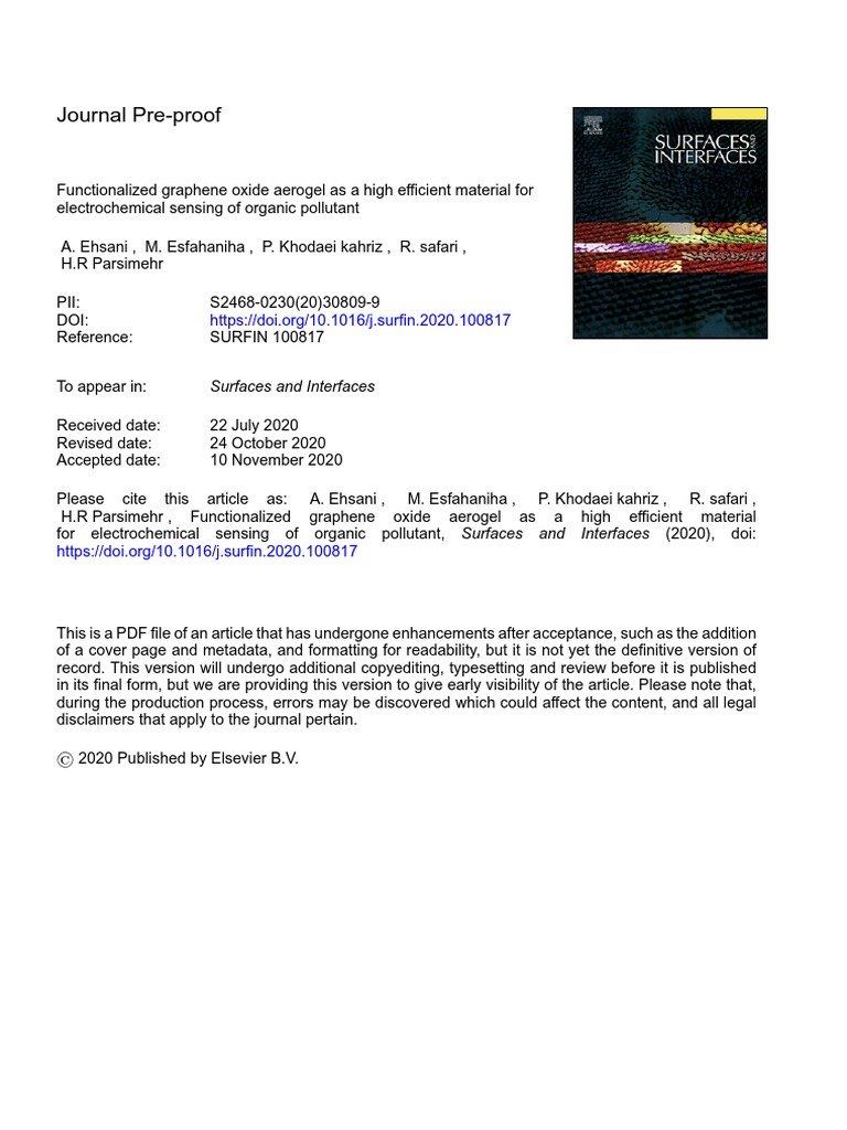 Journal Pre-Proof: Surfaces and Interfaces | PDF | Electrochemistry ...