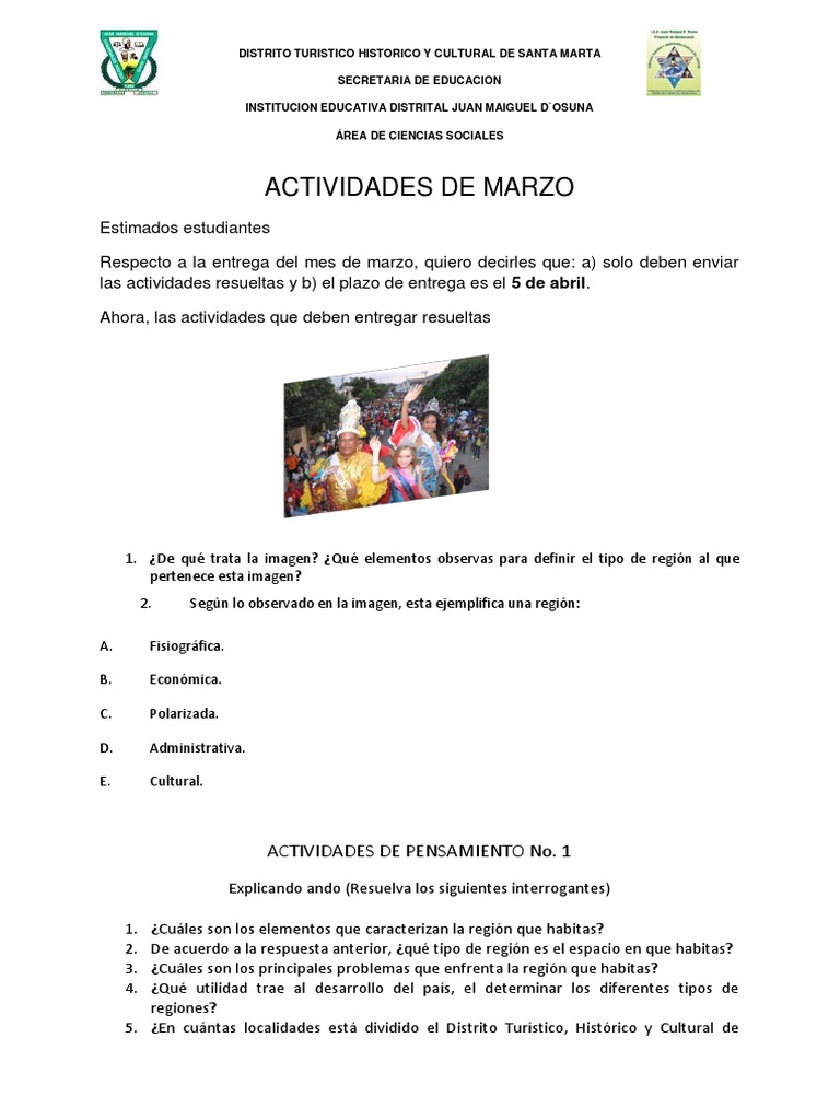 Actividades de Marzo | Descargar gratis PDF | Turismo