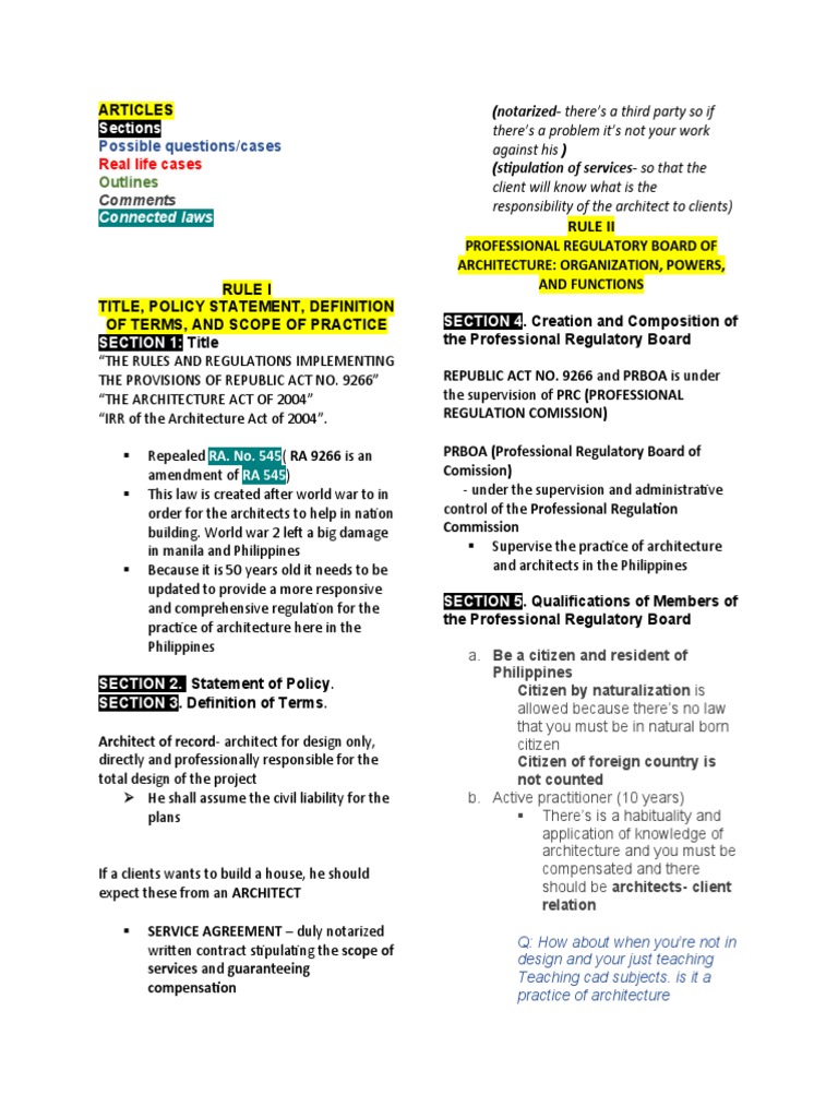 Real Life Cases: Outlines | PDF | Licensure | Architect